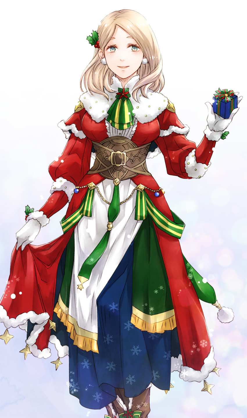 Safebooru - 1girl alternate costume blonde hair box breasts christmas ...