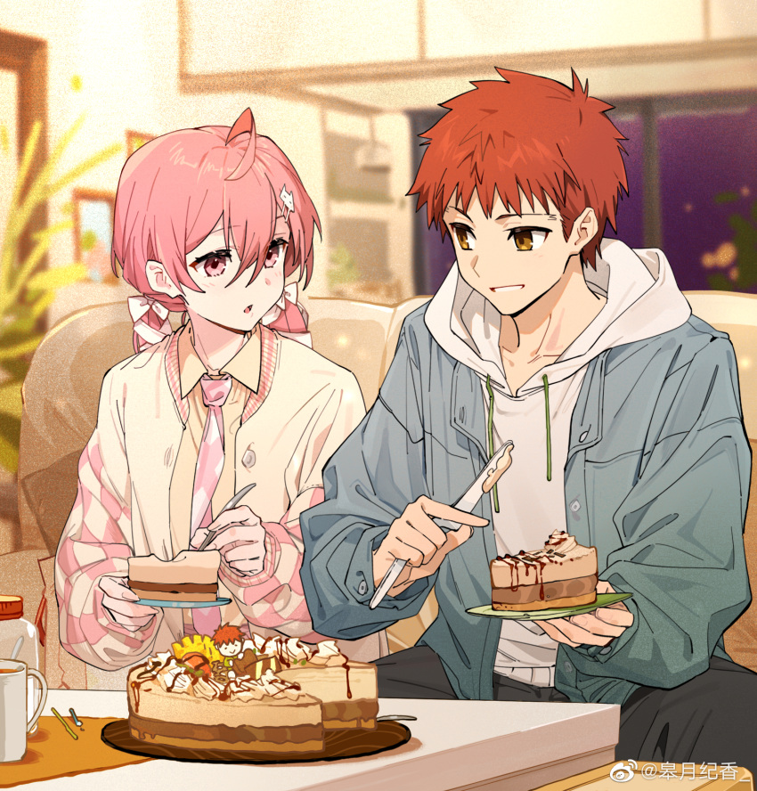 Safebooru - 1boy 1girl blazer blue jacket blush bow breasts closed eyes ...