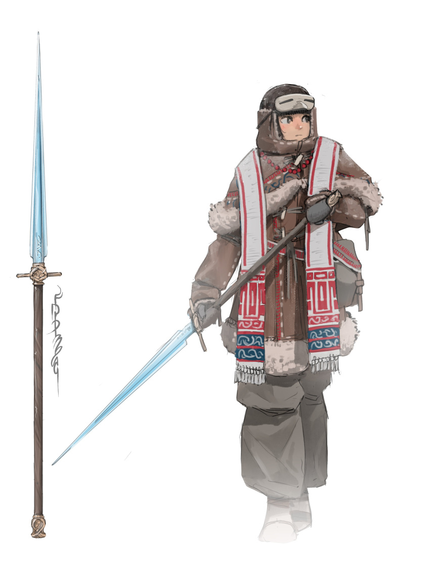 Safebooru - 1girl absurdres bag baggy pants bead necklace beads black ...