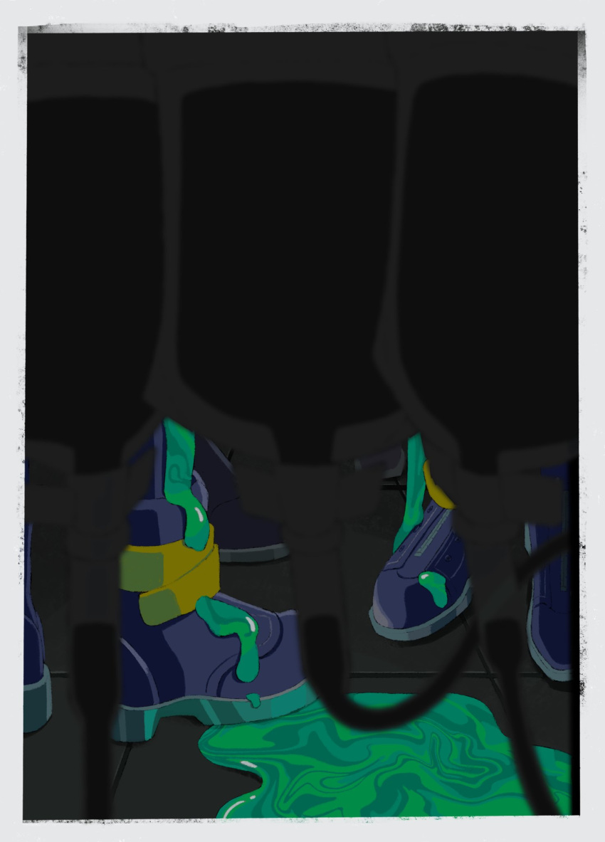 Safebooru - 3others black footwear blurry blurry foreground boots ...