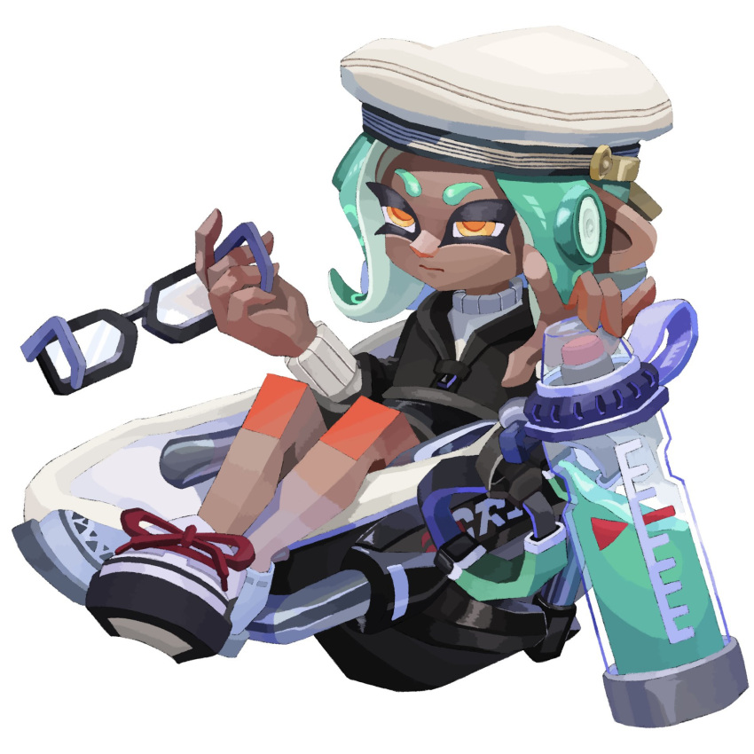 Safebooru - 1girl 3: aqua hair black coat bloblobber (splatoon) closed ...