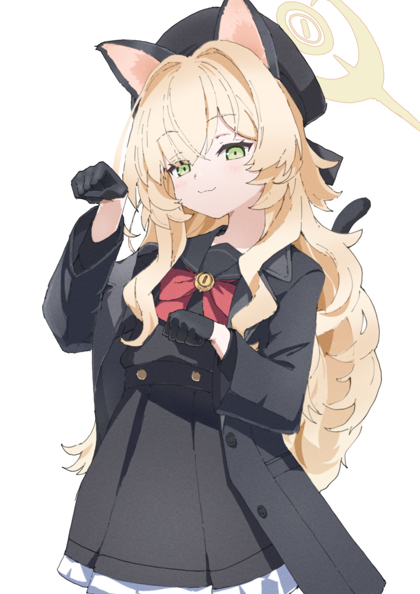 Safebooru - 1girl :3 absurdres animal ears beret black gloves blazer blonde hair blue archive ...