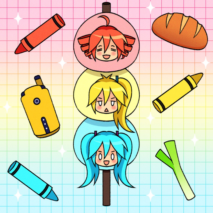 Safebooru - 3girls ahoge akita neru blank eyes blonde hair blue hair ...