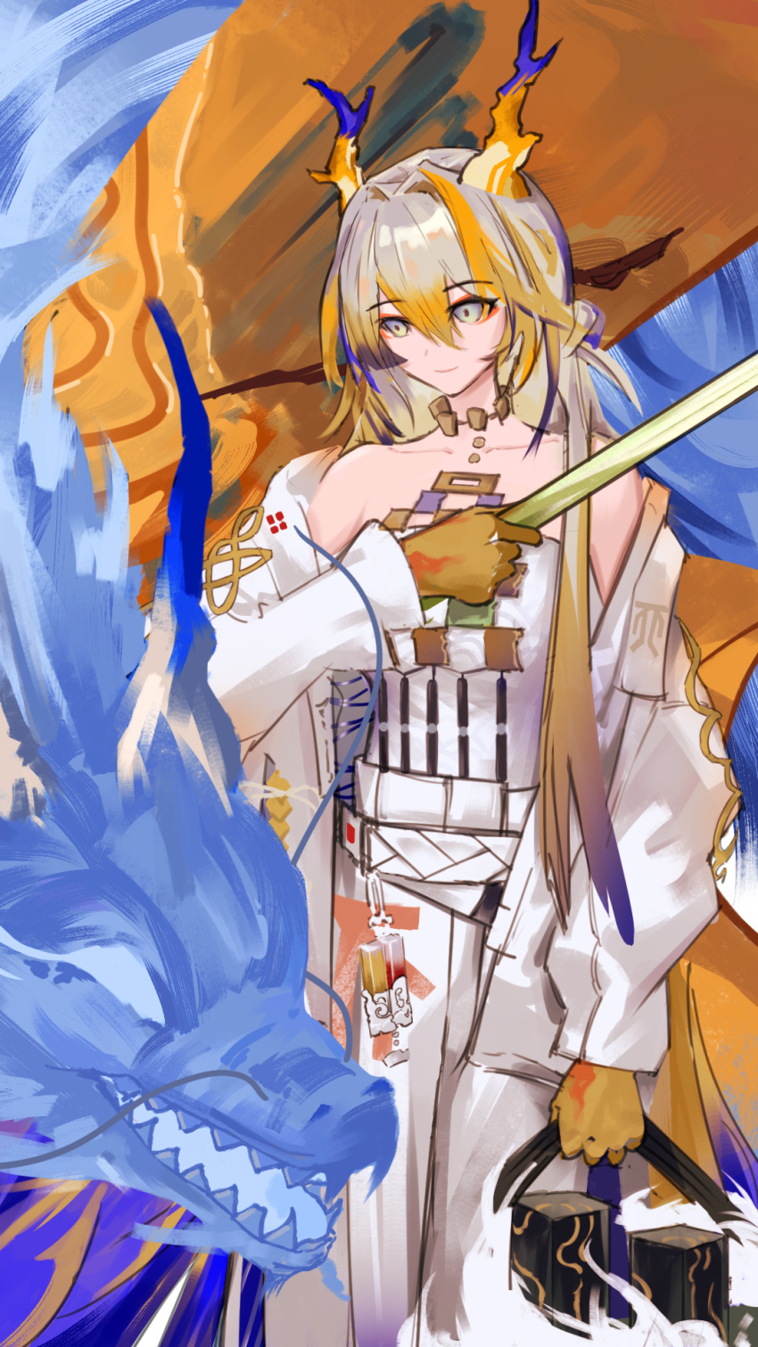 Safebooru - 1girl arknights bare shoulders belt blonde hair chinese commentary closed mouth ...
