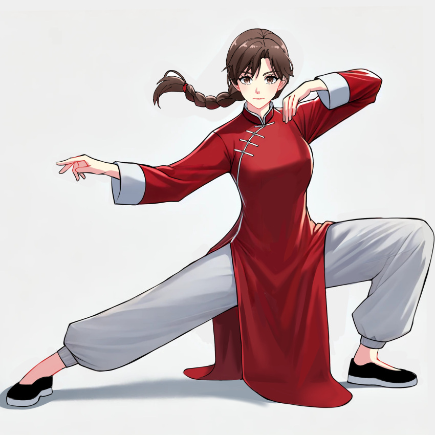 Safebooru - 1girl absurdres braid brown eyes brown hair changpao china ...