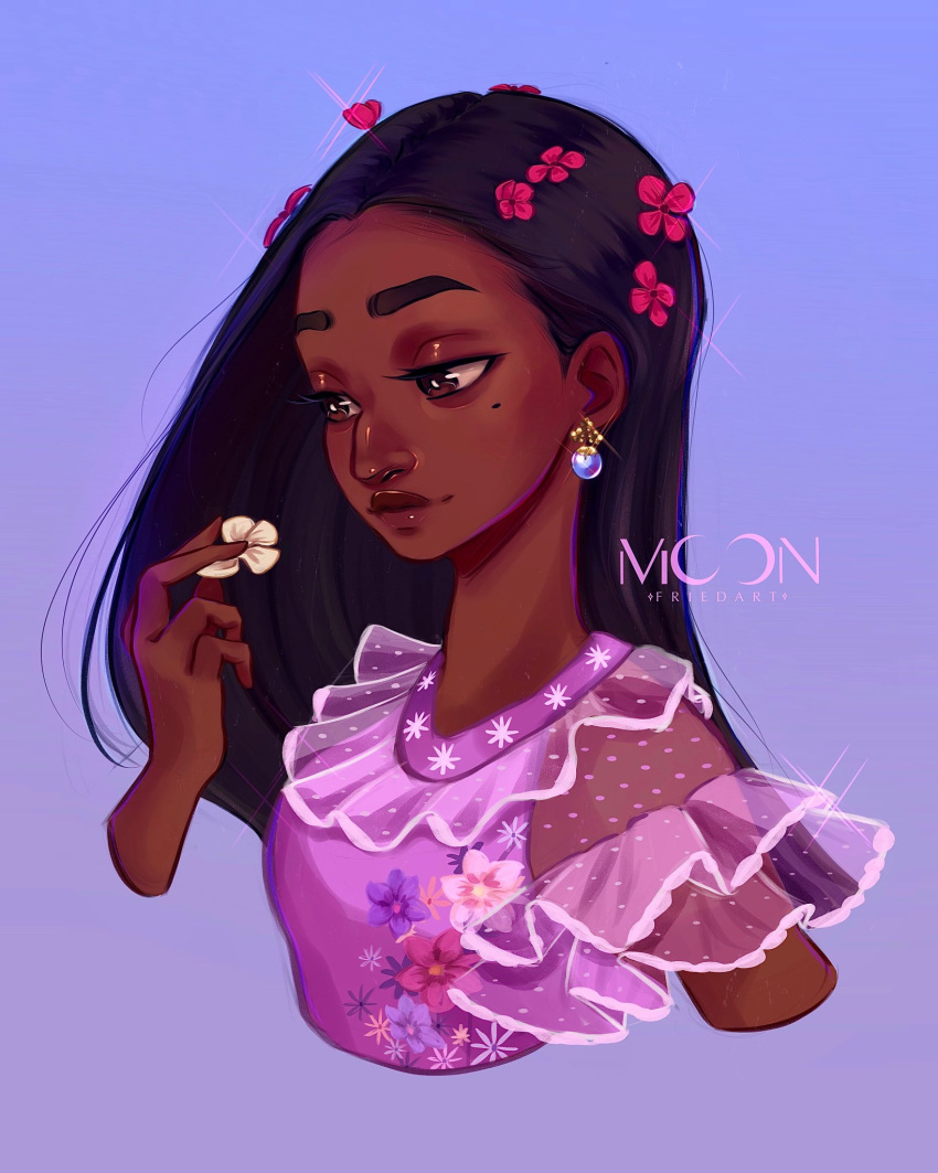 Safebooru - 1girl brown hair closed eyes dark-skinned female dark skin ...