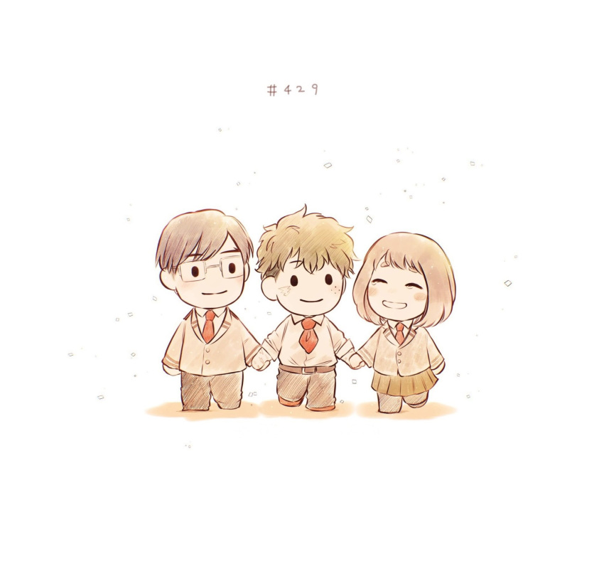 Safebooru - 1girl 2boys belt blush stickers boku no hero academia chibi ...