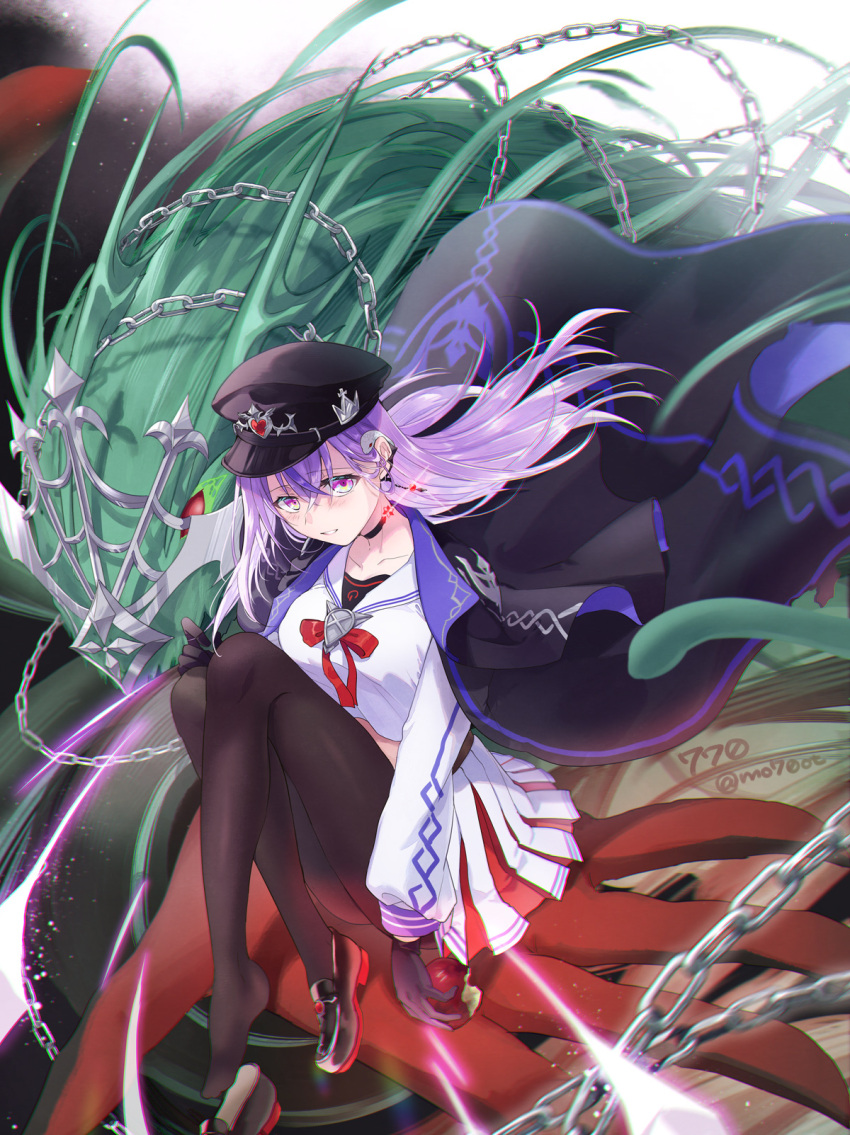 Safebooru - 1girl 770 (mo70ot) black gloves chain coat coat on ...