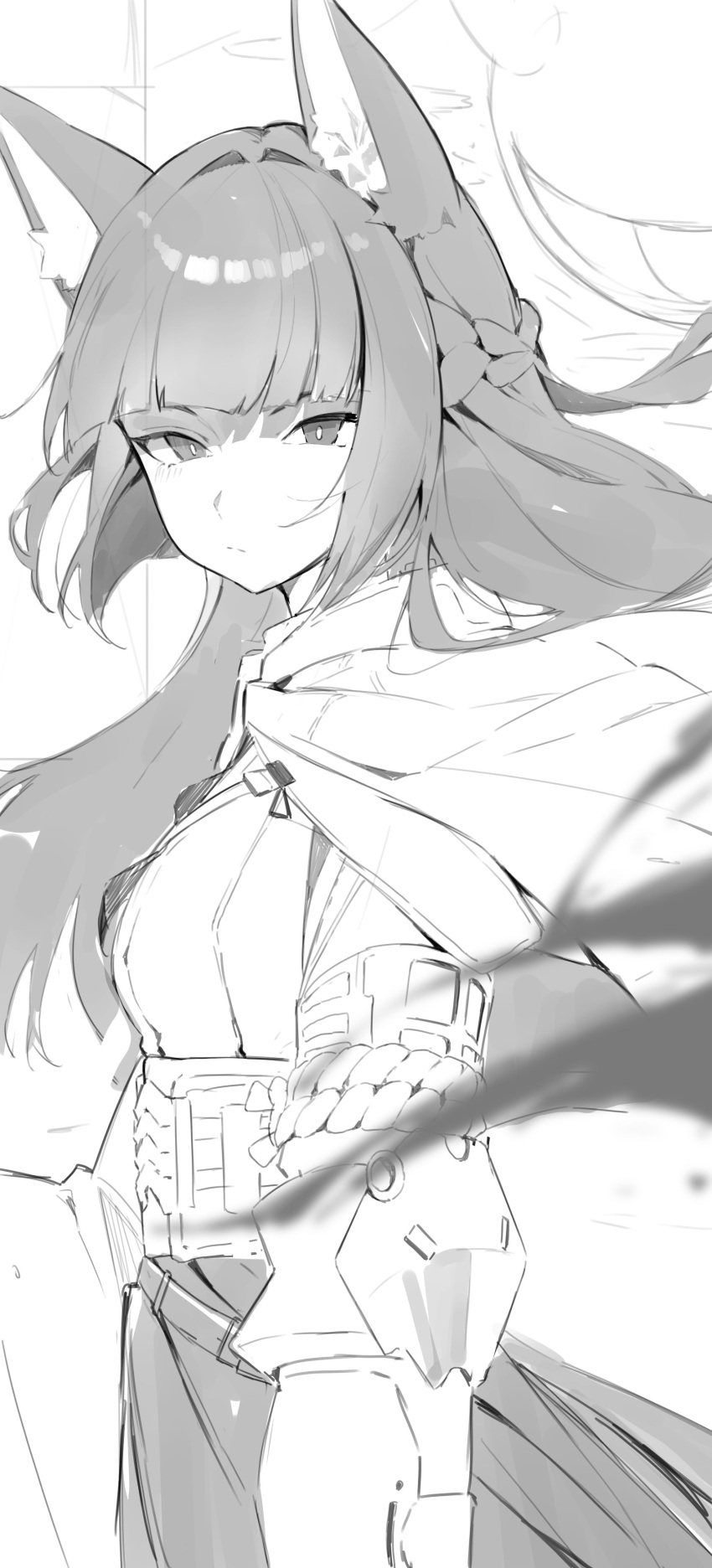 Safebooru - 1girl absurdres animal ear fluff animal ears blunt bangs closed mouth cowboy shot ...