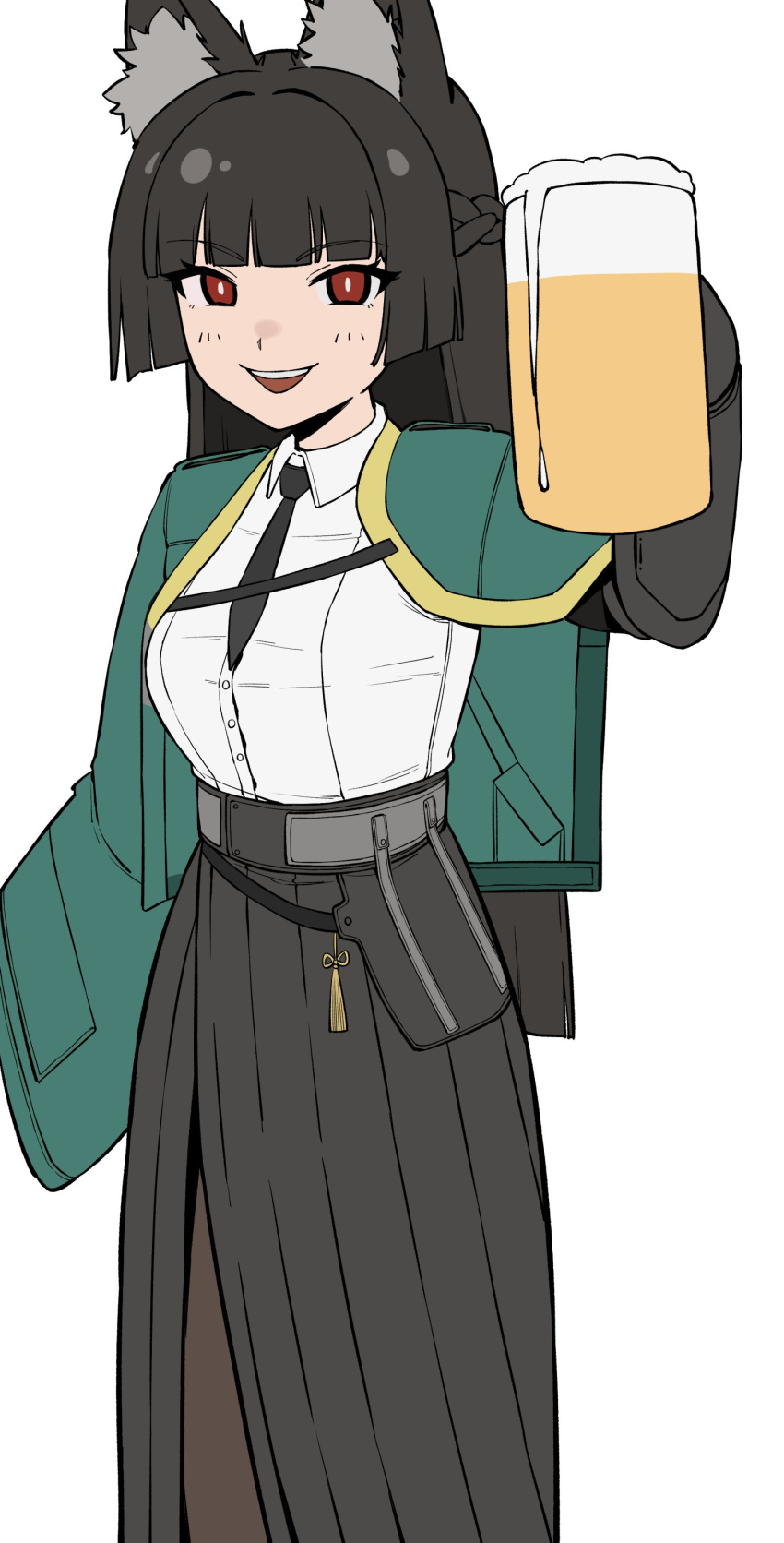 Safebooru - 1girl absurdres alcohol animal ear fluff animal ears beer beer mug black hair black ...