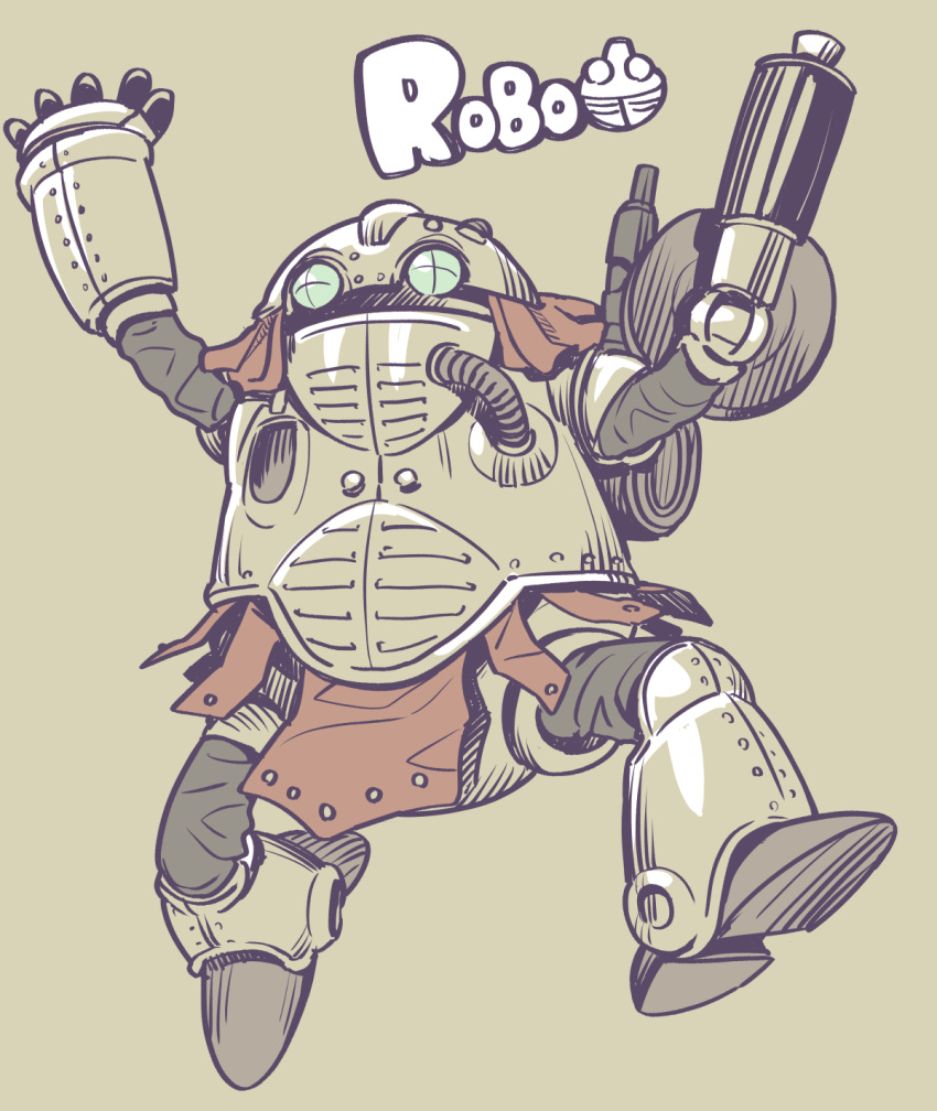 Safebooru - 1other arm cannon chrono trigger green eyes hands up ...