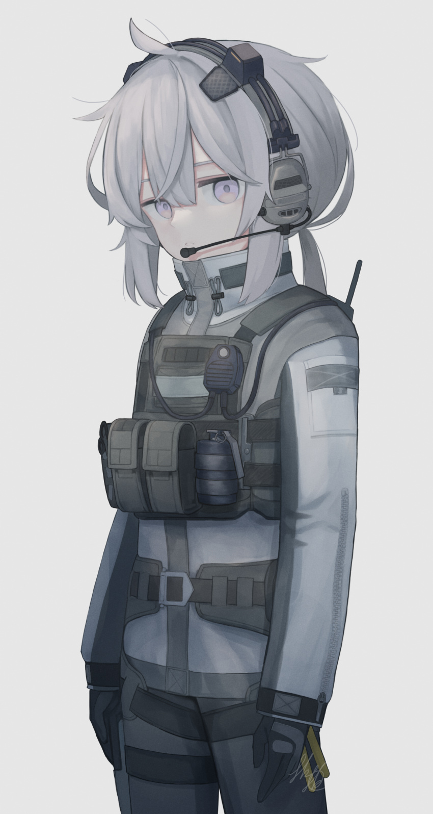 Safebooru - 1girl absurdres ahoge ammunition pouch black gloves black ...