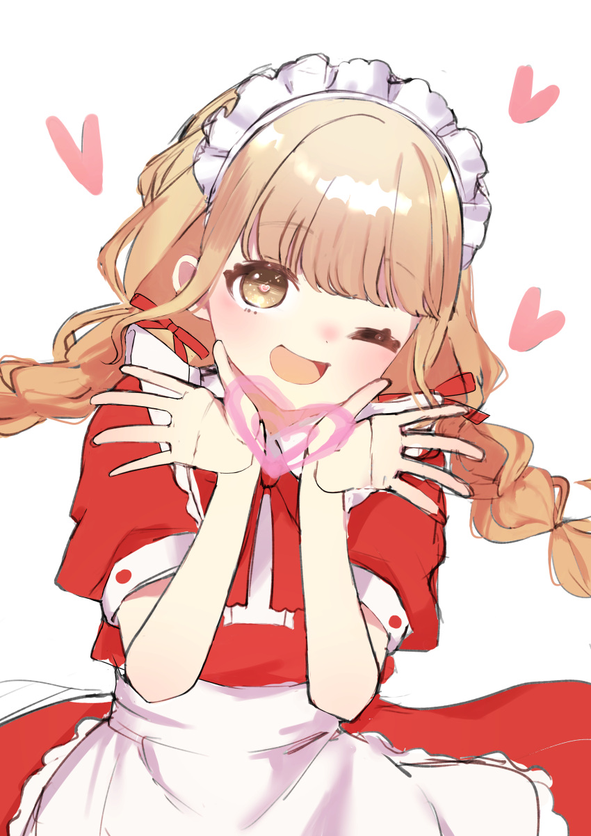 Safebooru - 1girl ;d absurdres alternate costume apron blonde hair braid calo tte commentary ...