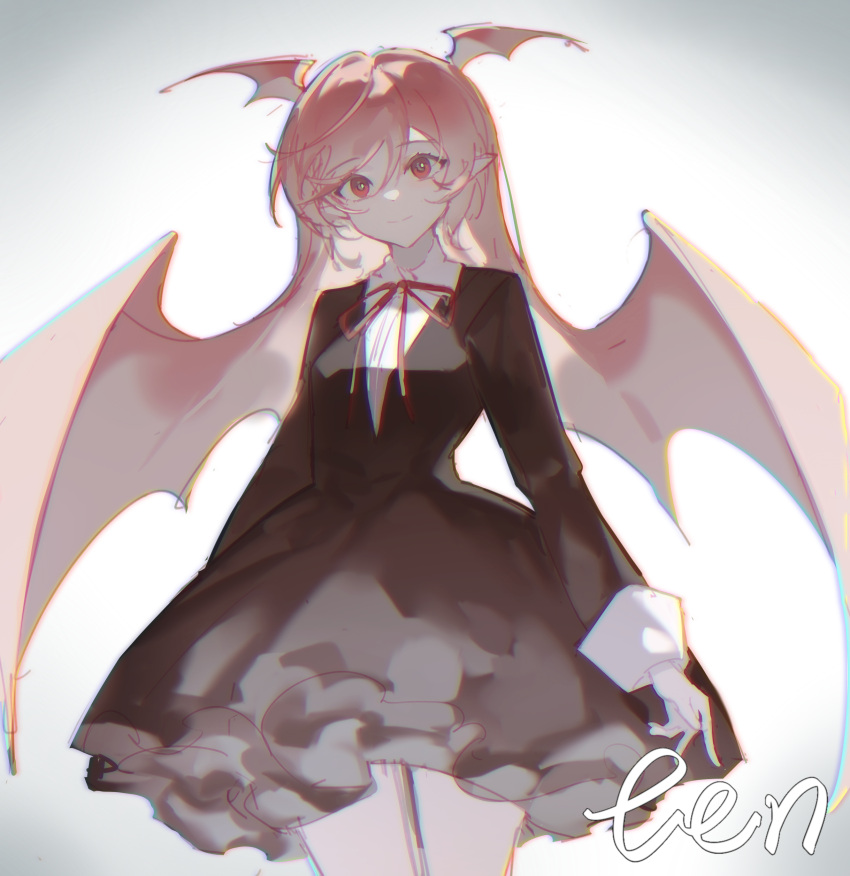 Safebooru - 1girl absurdres black dress demon girl demon wings dress ...