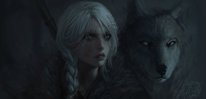 Safebooru - 1girl braid braided ponytail ciri fur collar green eyes ...
