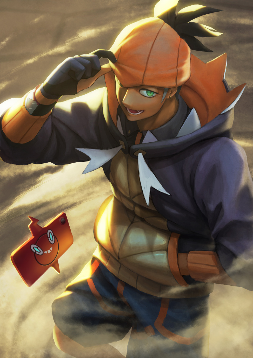 Safebooru - 1boy absurdres adjusting clothes adjusting headwear black ...