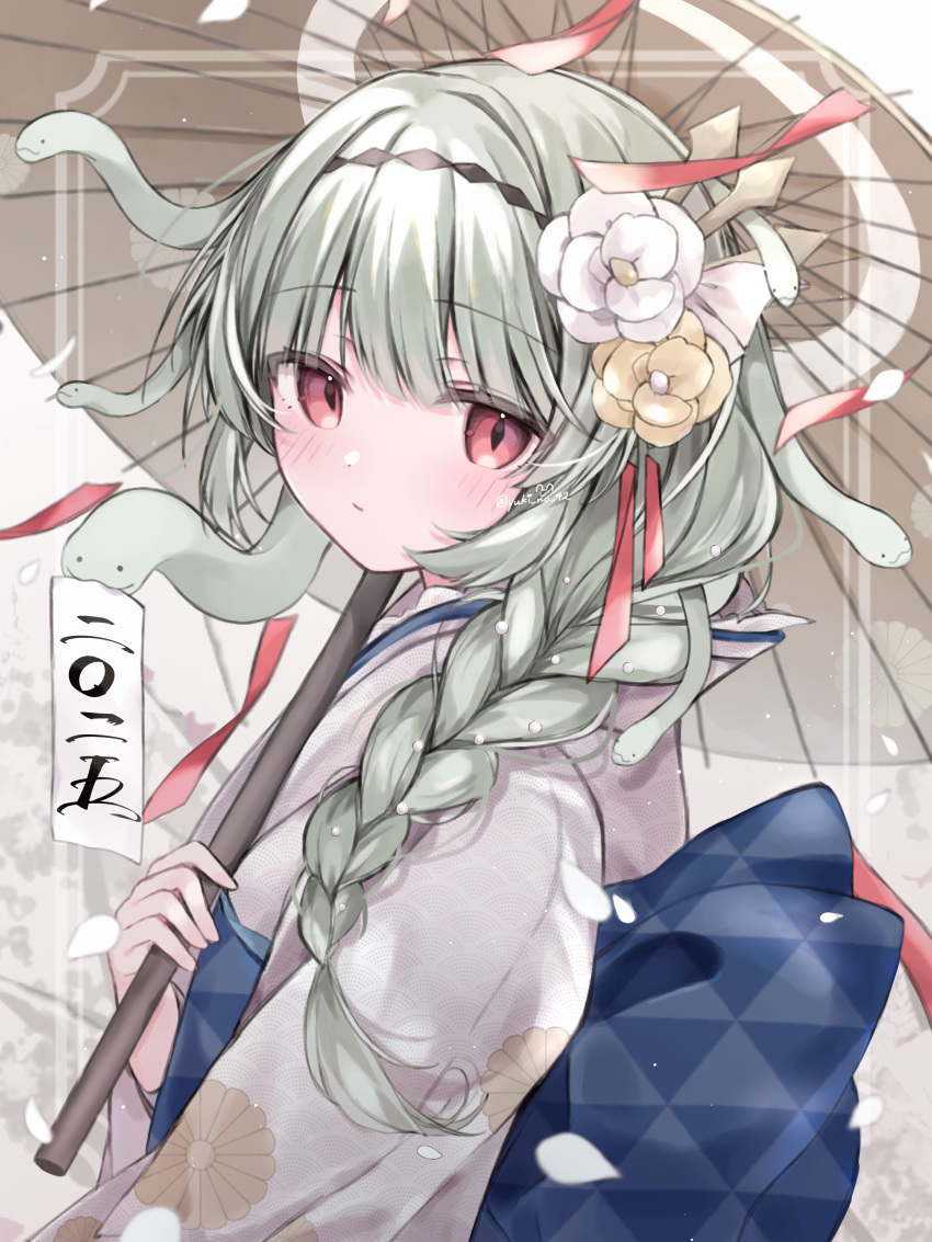 Safebooru - 1girl absurdres back bow blue bow blush bow braid brown ...