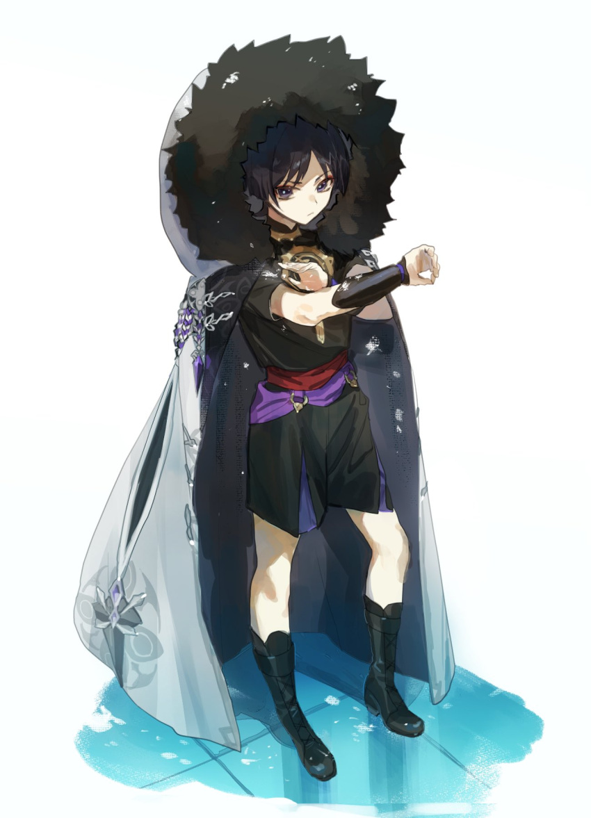 Safebooru - 1boy aiguillette armor black footwear black hair black shirt black shorts black ...