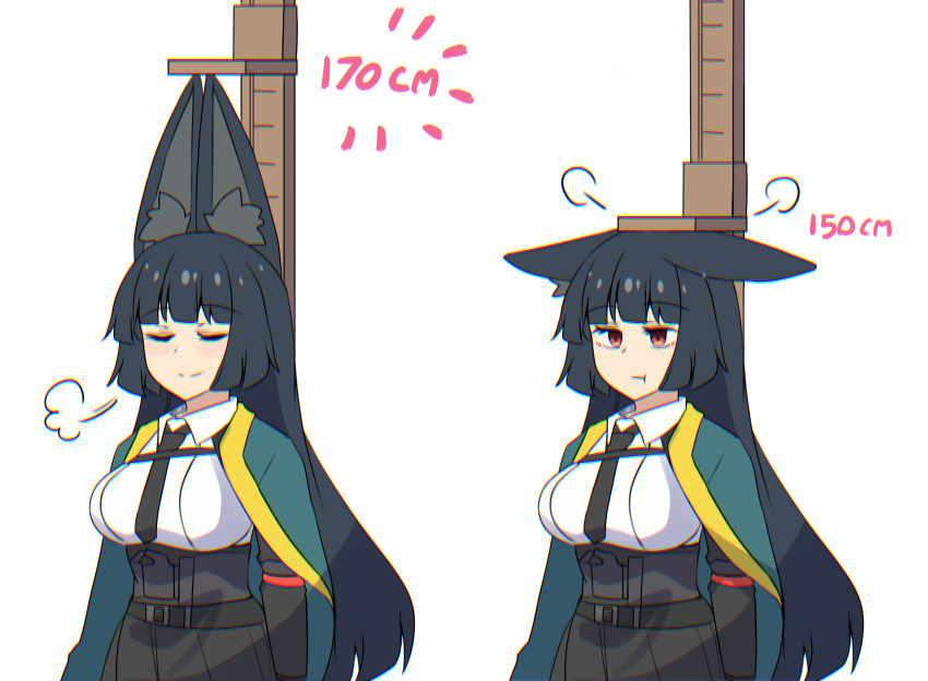 Safebooru - 1girl :t animal ears belt black belt black hair black skirt blunt bangs chromatic ...