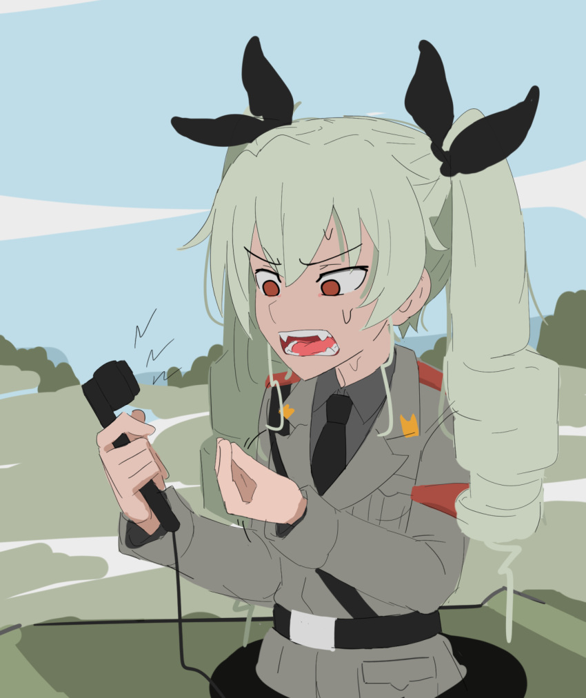 Safebooru - anchovy (girls und panzer) angry anzio military uniform ...