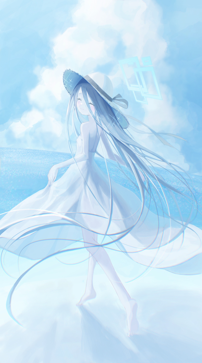 Safebooru 1girl Absurdres Aris Blue Archive Barefoot Black Hair 9393