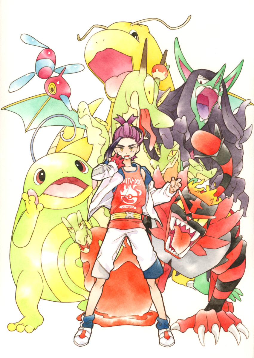 Safebooru - 1other 2boys black hair blue socks dragonite full body ...