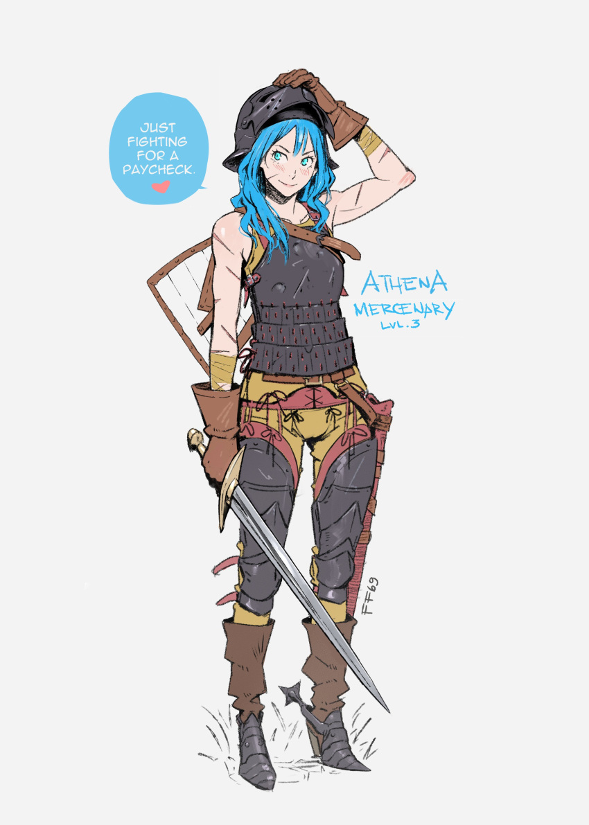 Safebooru - absurdres armor armored boots bandages blue eyes blue hair boots breastplate chaps ...