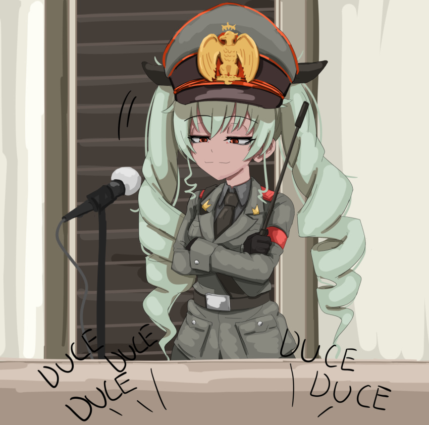 Safebooru - 1girl anchovy (girls und panzer) baton (weapon) belt benito mussolini benito ...