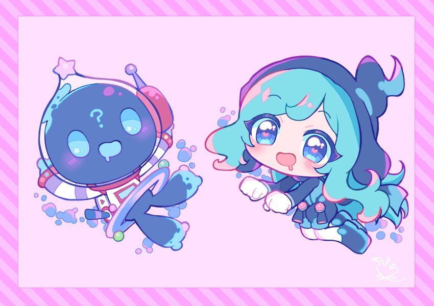 Safebooru - 1boy blue footwear blue hair blue hat blush chibi chibi ...