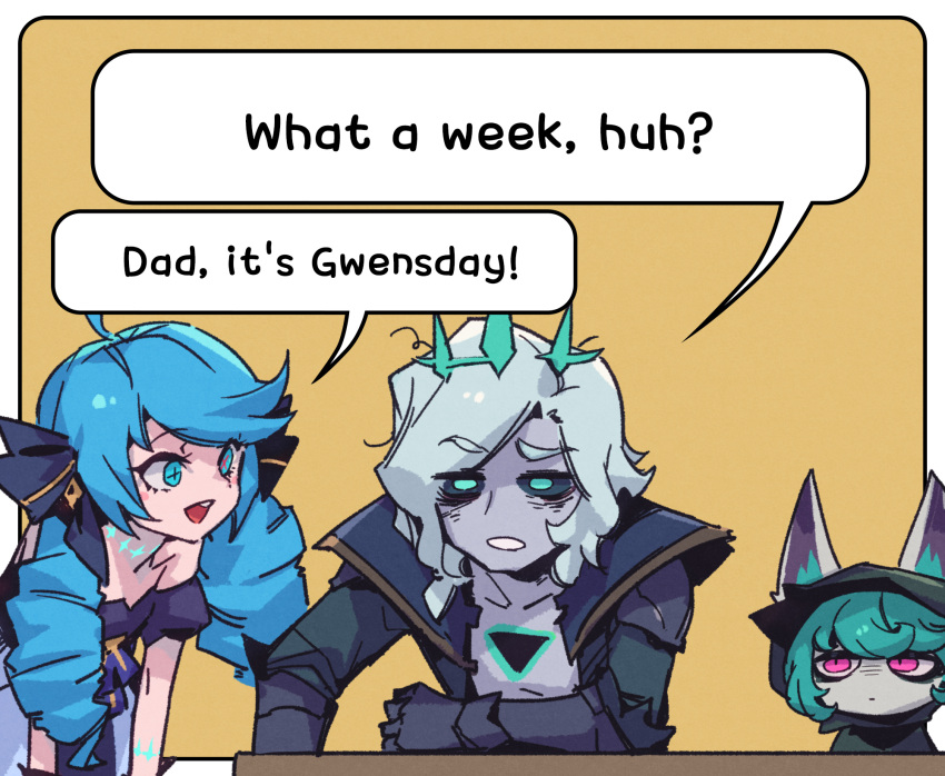 Safebooru - 1boy 2girls :d ahoge black bow black dress black jacket ...