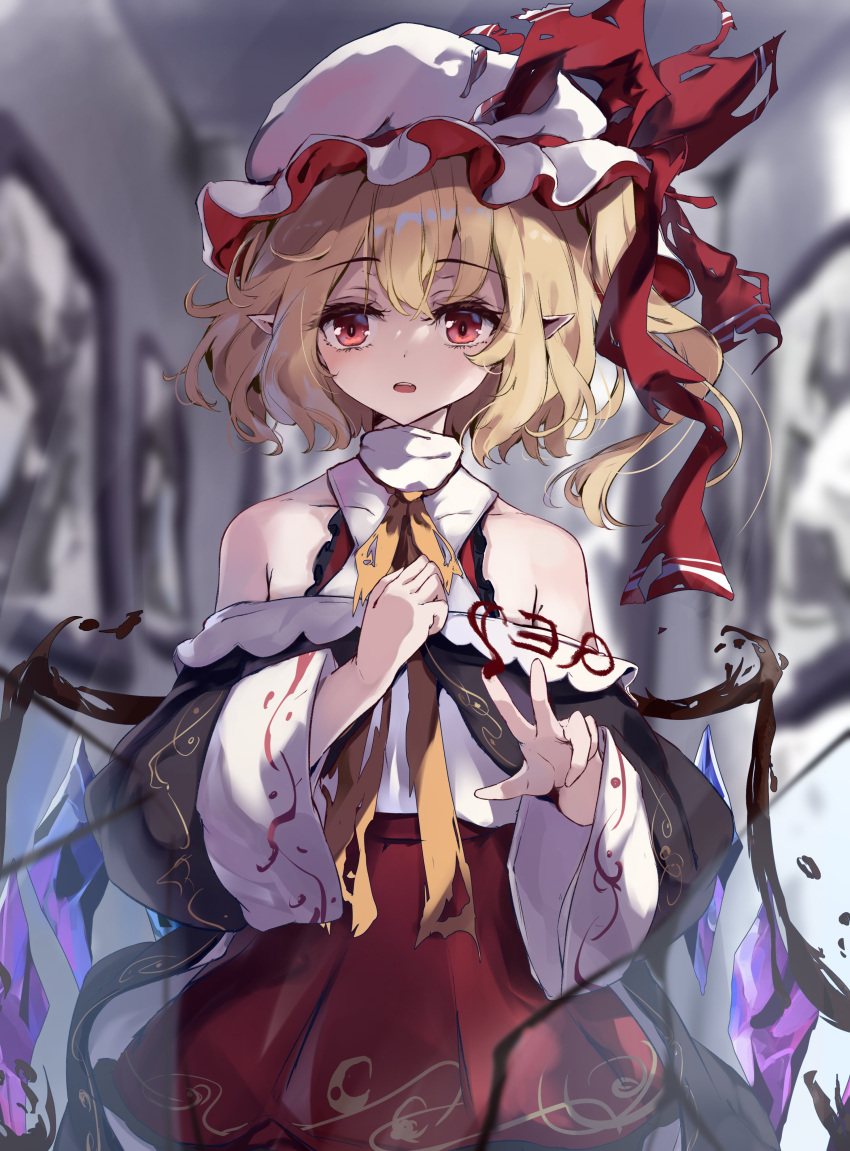 Safebooru - 1girl 5nikorai absurdres alternate costume ascot blonde hair crystal crystal wings ...