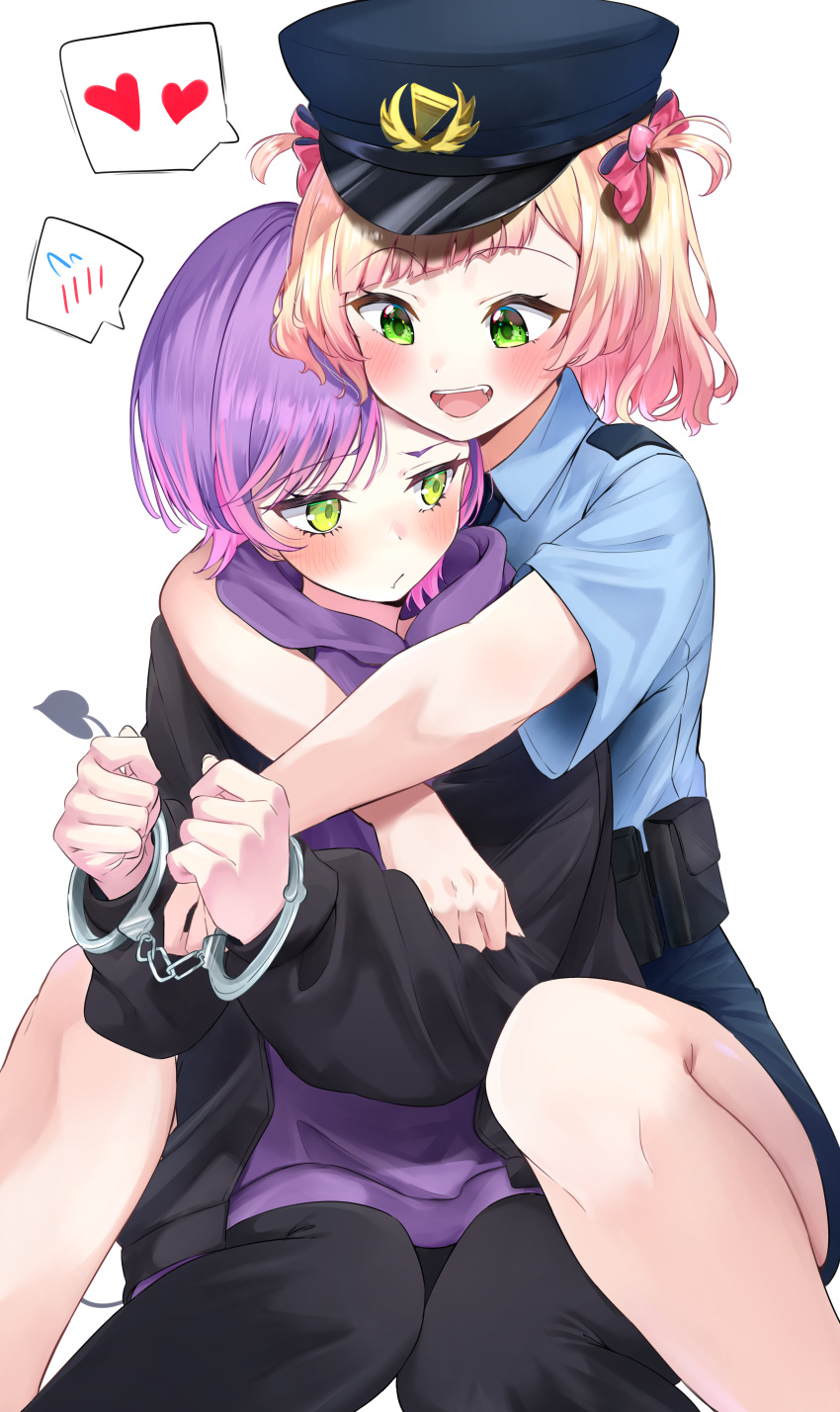 Safebooru - 2girls absurdres alternate costume black jacket black pants blonde hair blue shirt ...