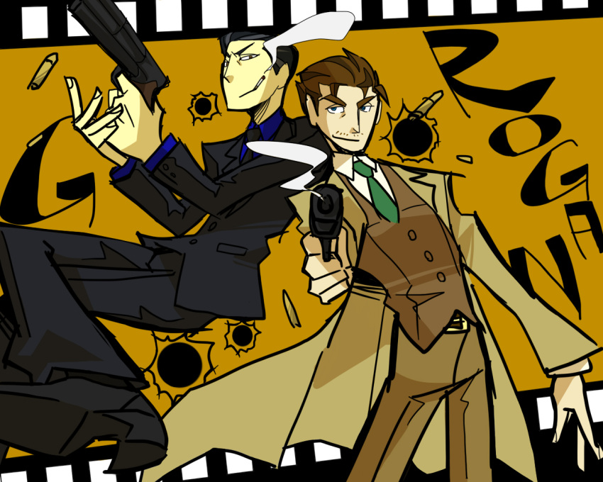 Safebooru - 2boys artist request badass bullet bullet hole business ...