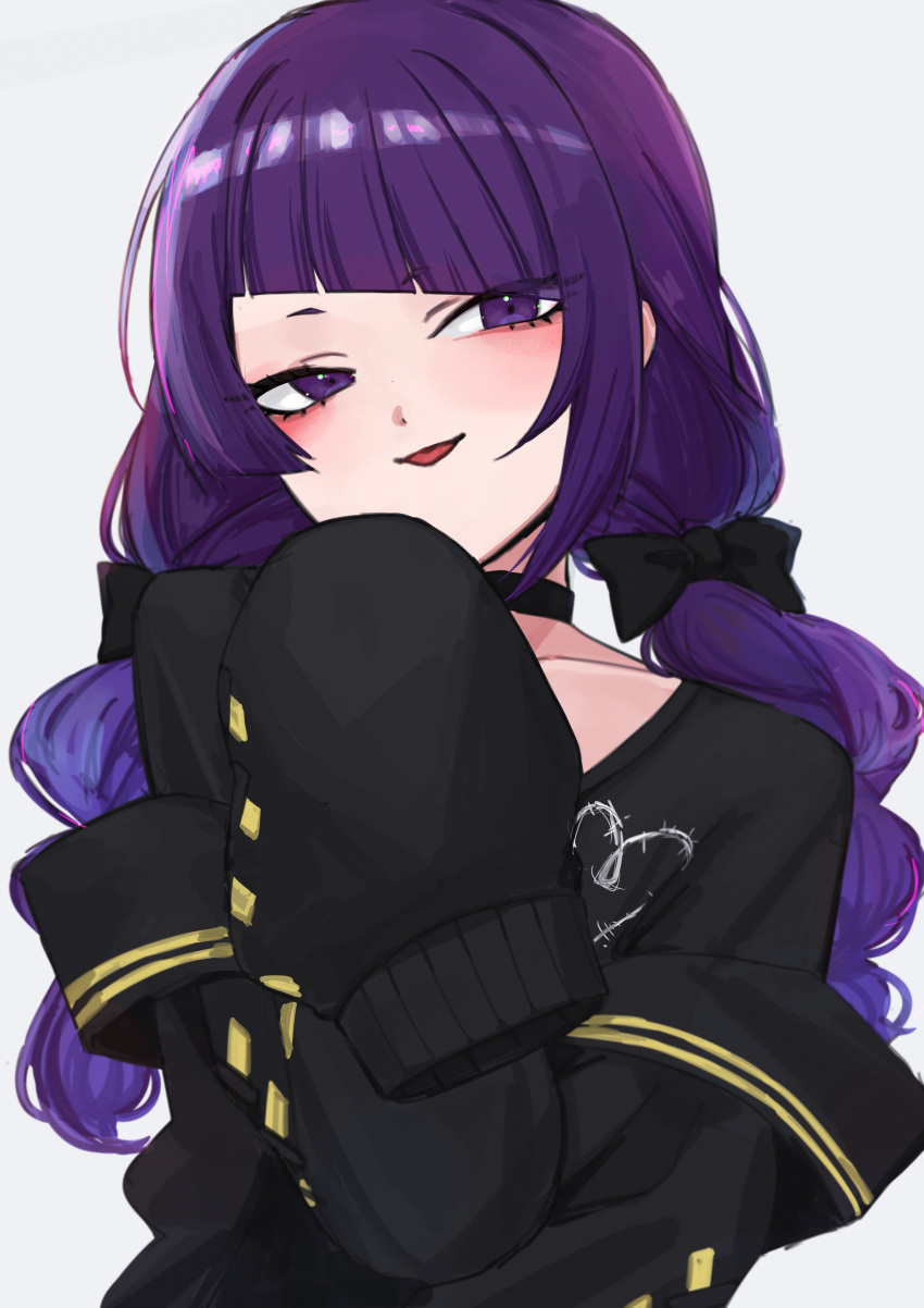 Safebooru - 1girl absurdres black bow black choker black jacket black shirt blunt bangs blush ...