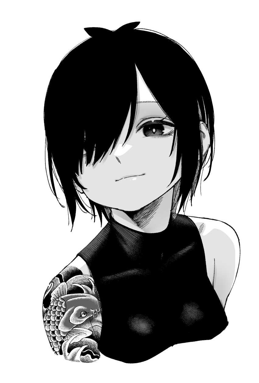 Safebooru 1girl Absurdres Arm Tattoo Bare Shoulders Breasts Cropped 0574