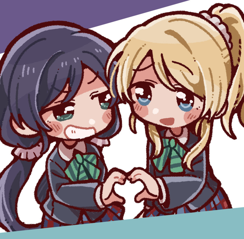 Safebooru - 2girls ayase eli blonde hair blush chibi chibi only green ...