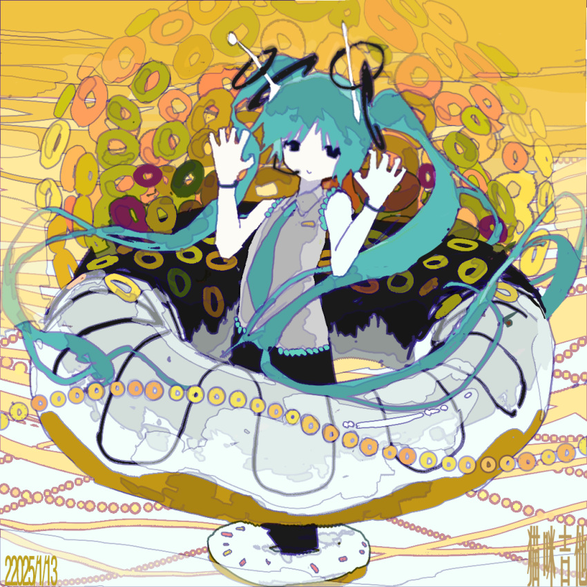 Safebooru - 1girl abstract background antennae bare shoulders black eyes black skirt blue hair ...