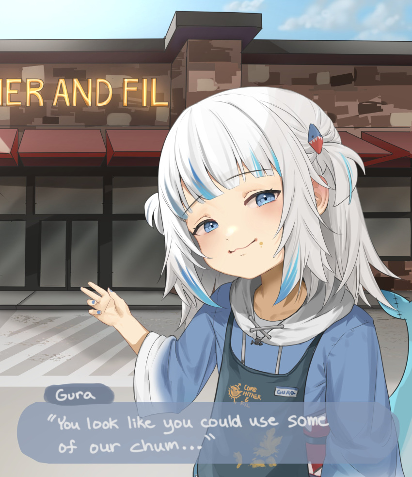 Safebooru - 1girl absurdres animal hood blue eyes closed mouth english commentary english text ...