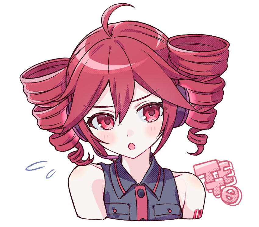 Safebooru - 1girl :o ahoge arm tattoo black shirt blush breast pocket character name collared ...