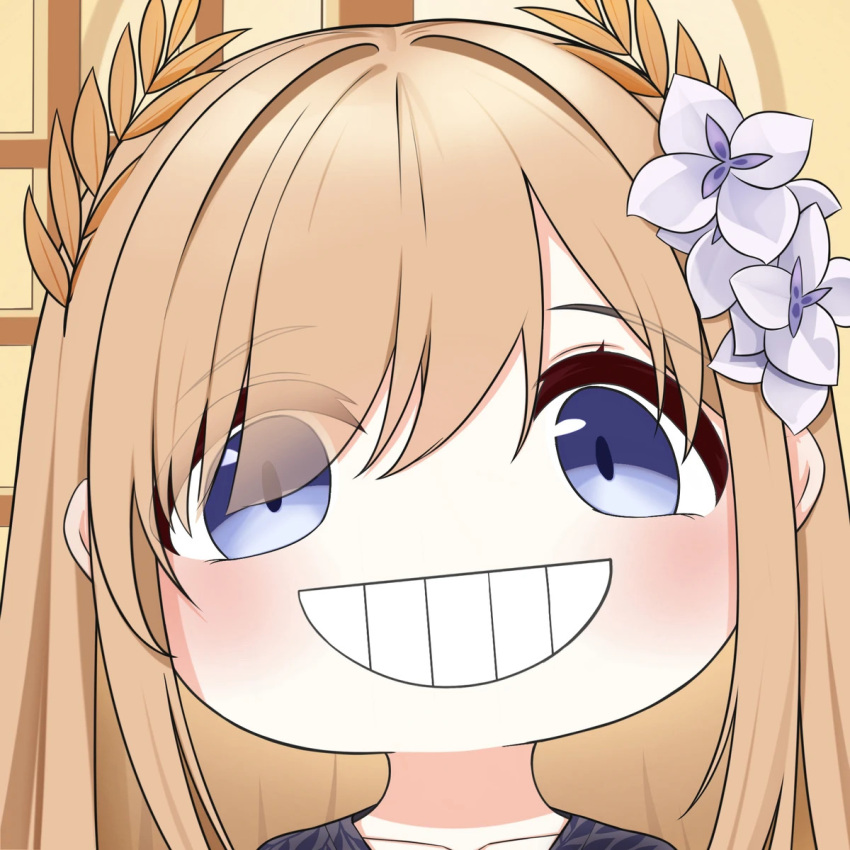 Safebooru - 1girl azur lane blonde hair grin laurel crown long hair ...