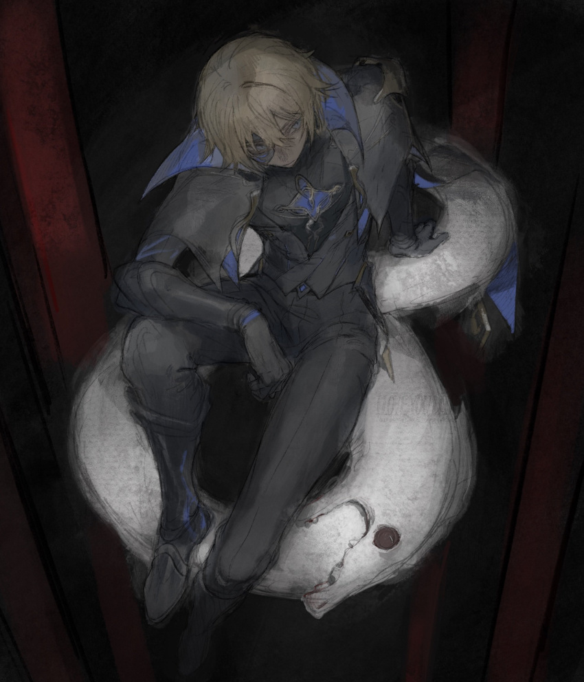 Safebooru - 1boy black cape black footwear black gloves black jacket black pants black vest ...