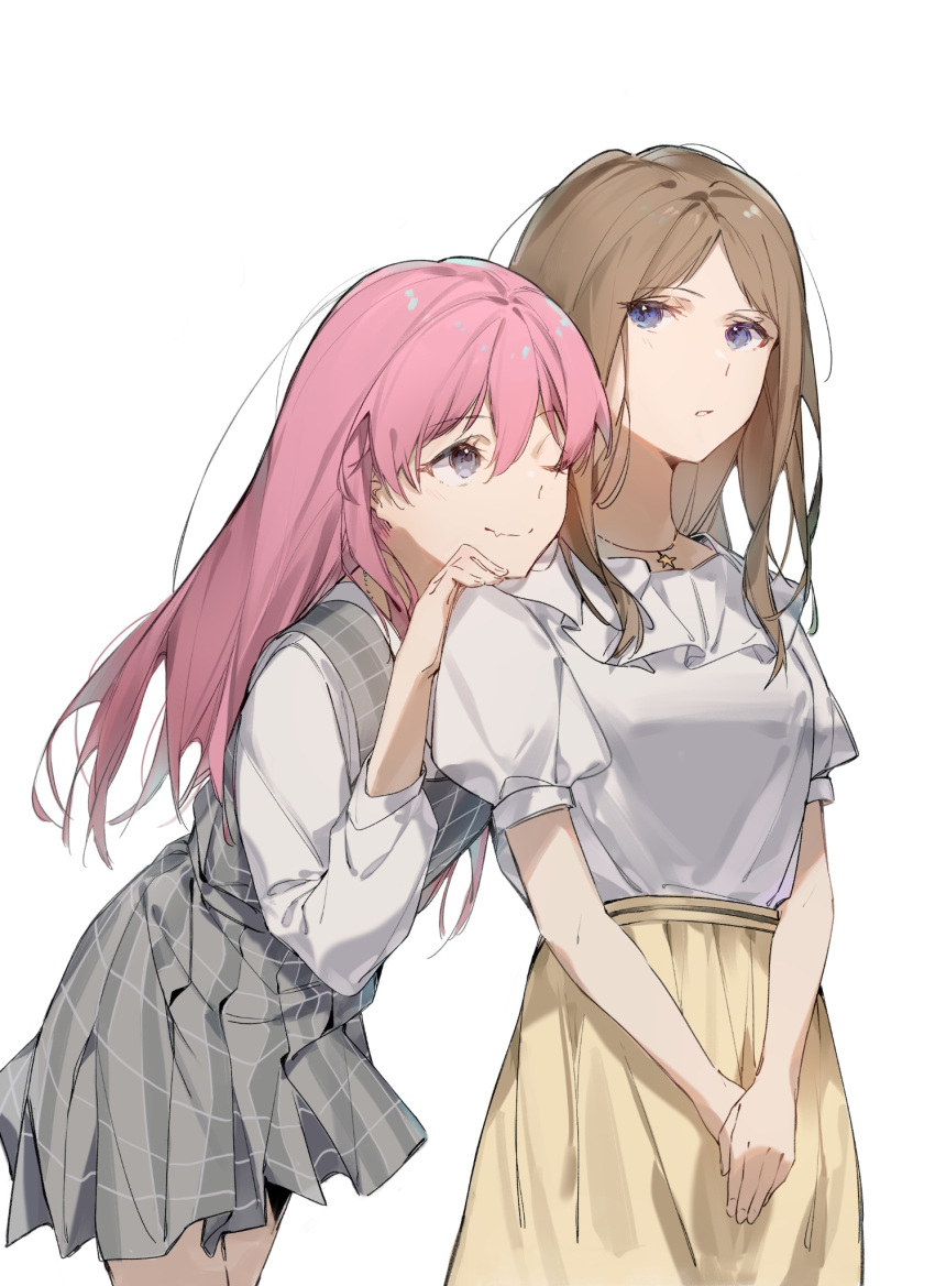 Safebooru - 2girls bang dream! bang dream! it's mygo!!!!! blue eyes blush brown hair brown skirt ...