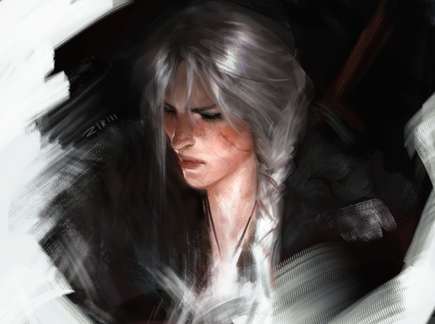 Safebooru - 1girl braid braided ponytail ciri closed eyes highres ...