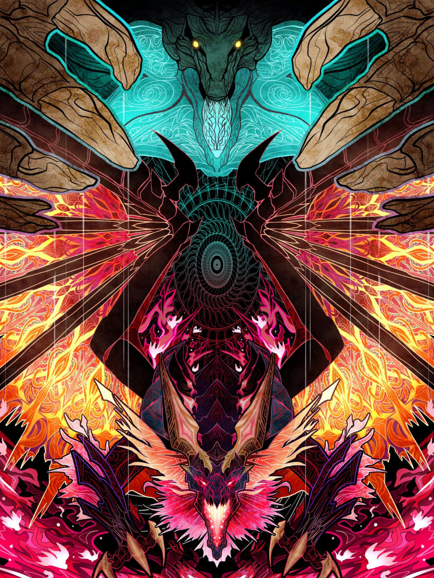 Safebooru - aqua tongue bifurcated jaw diaaarai dragon dragon horns ...