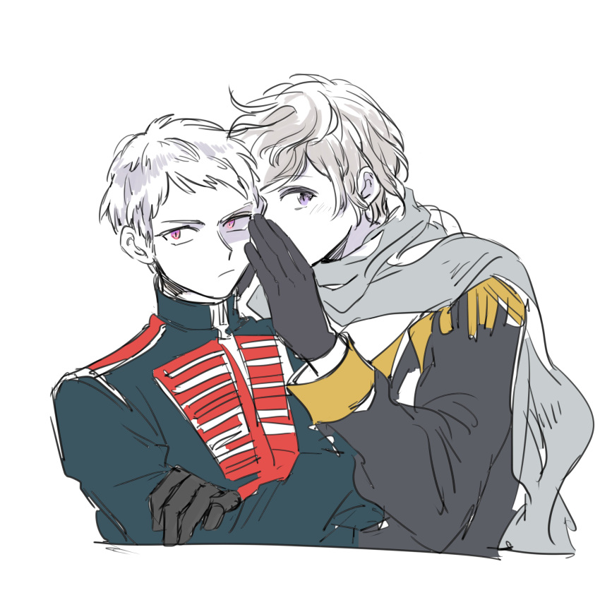 Safebooru - 2boys absurdres axis powers hetalia black gloves black jacket blush closed mouth ...