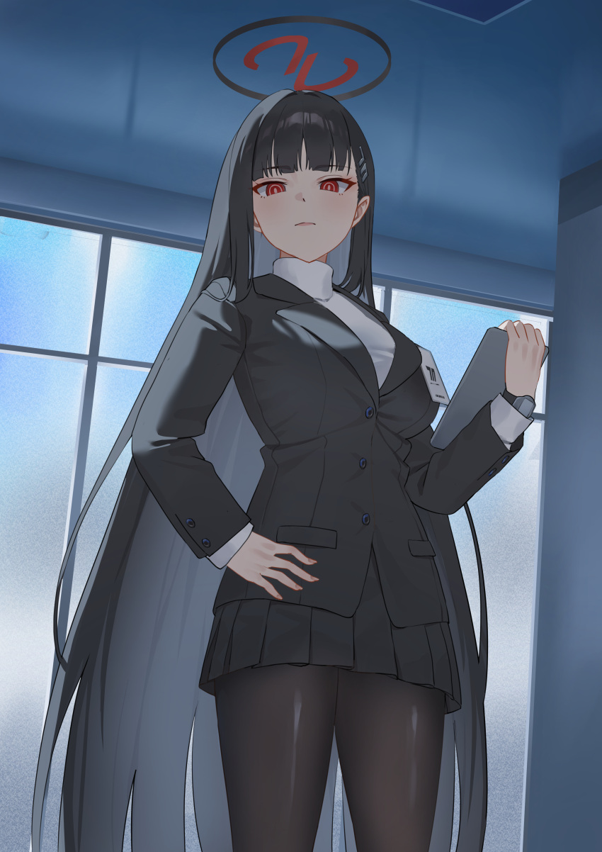 Safebooru - 1girl absurdres black hair black pantyhose blazer blue archive dscreation (alan ...