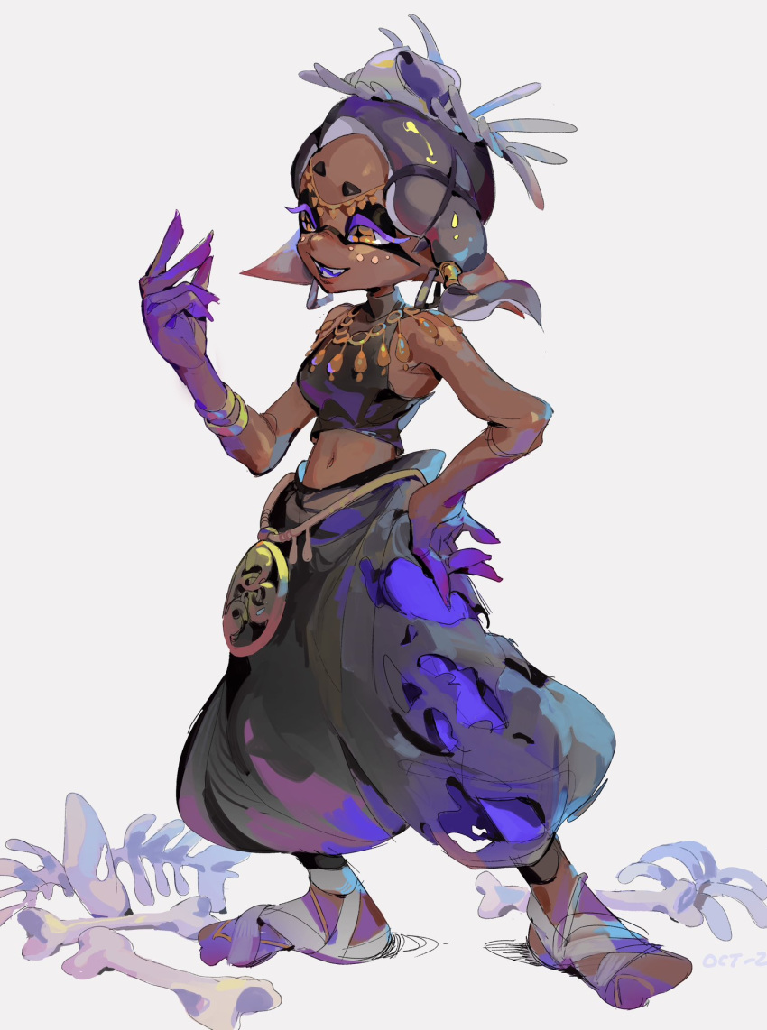 Safebooru - 1girl bandages black pants black shirt bone breasts colored ...