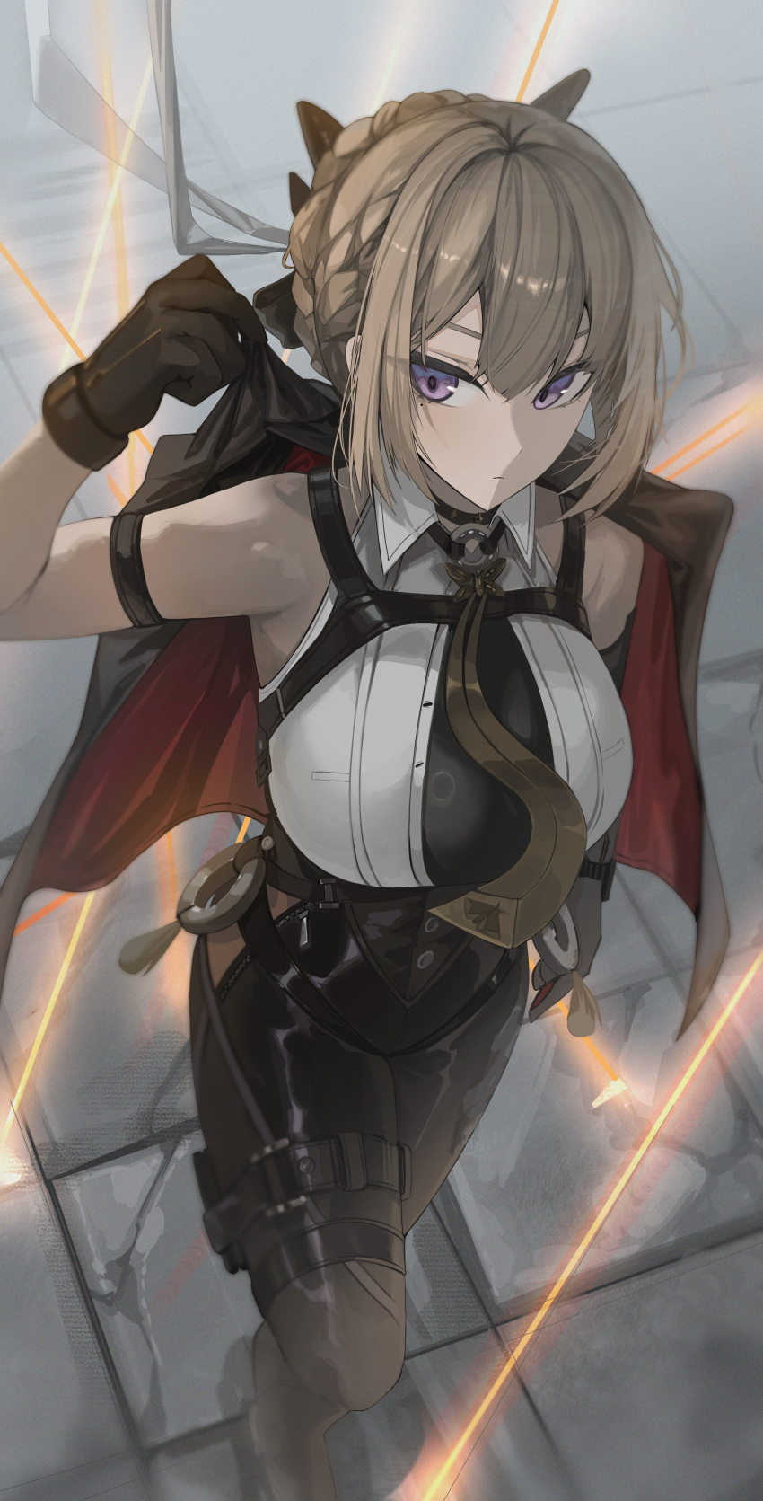 Safebooru - 1girl absurdres bare shoulders blonde hair choker cloak evelyn chevalier highres ...