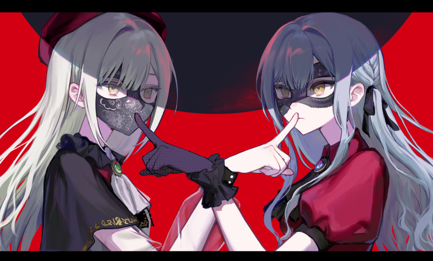 Safebooru - 2girls ascot bang dream! bang dream! it's mygo!!!!! beret black ascot black capelet ...