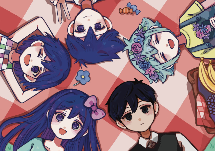 Safebooru - 1girl 4boys arms behind head arms up aubrey (headspace ...